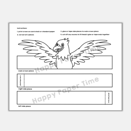 Eagle Paper Crown American Animal Headband Printable Coloring Craft ...