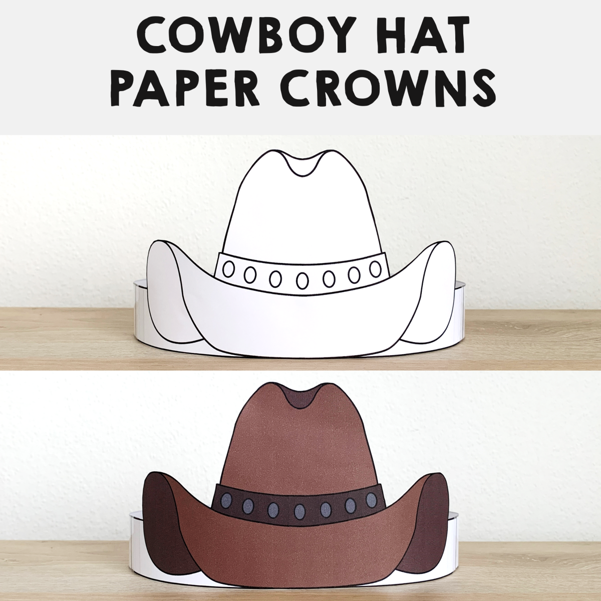 Cowboy Hat Paper Crown Printable Wild West Coloring Craft Activity For
