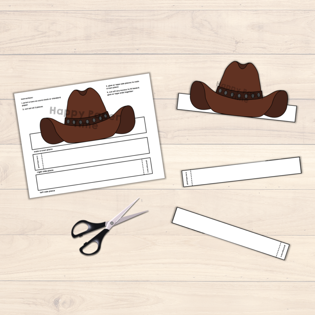 Cowboy Hat Paper Crown Printable Wild West Coloring Craft Activitys ...