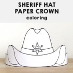 Sheriff Hat Paper Crown Printable Wild West Coloring Craft Activity ...