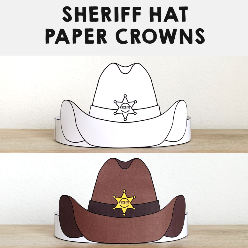 Cowboy Hat Paper Crown Printable Wild West Coloring Craft Activity for ...
