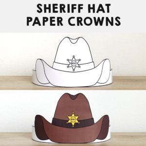 Cowboy Hat Paper Crown Printable Wild West Coloring Craft Activity for ...