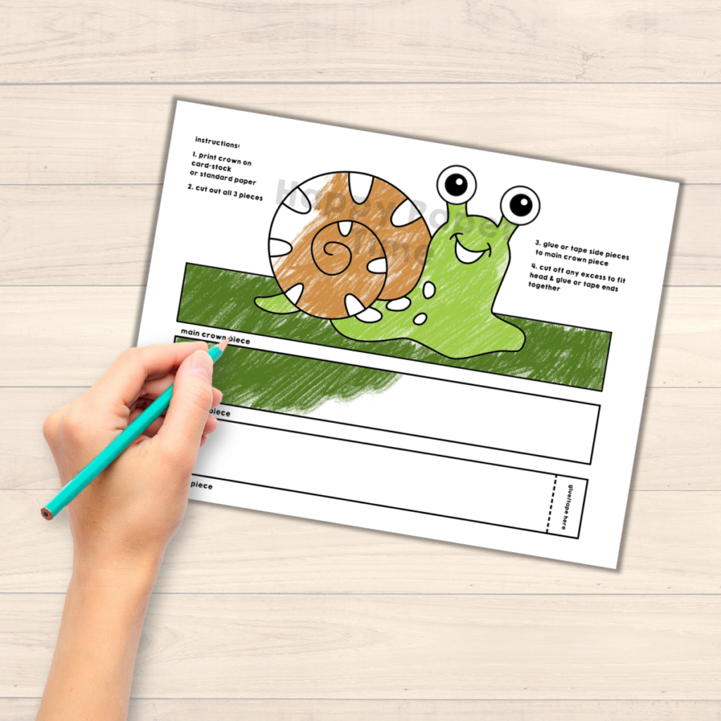 Snail Paper Crowns Printable Animal Bug Coloring Craft Activity ...