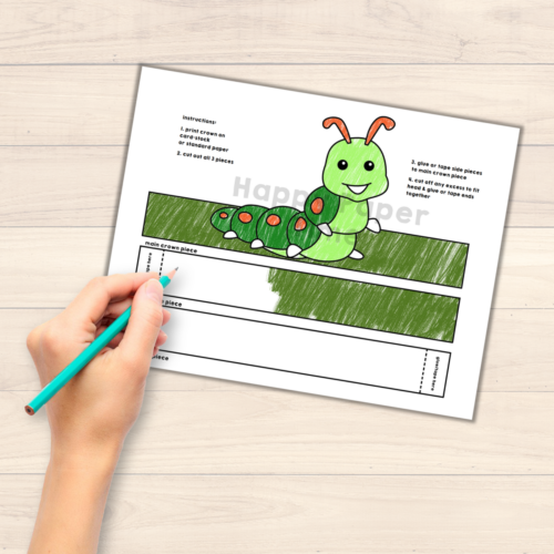 Caterpillar Paper Crown Printable Bug Insect Coloring Craft Activity ...