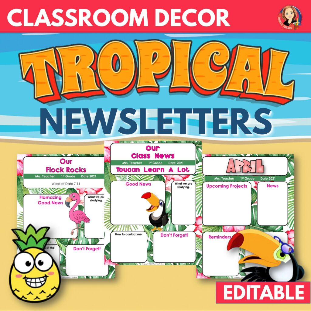 Classroom Newsletters in Tropical Theme - Made By Teachers