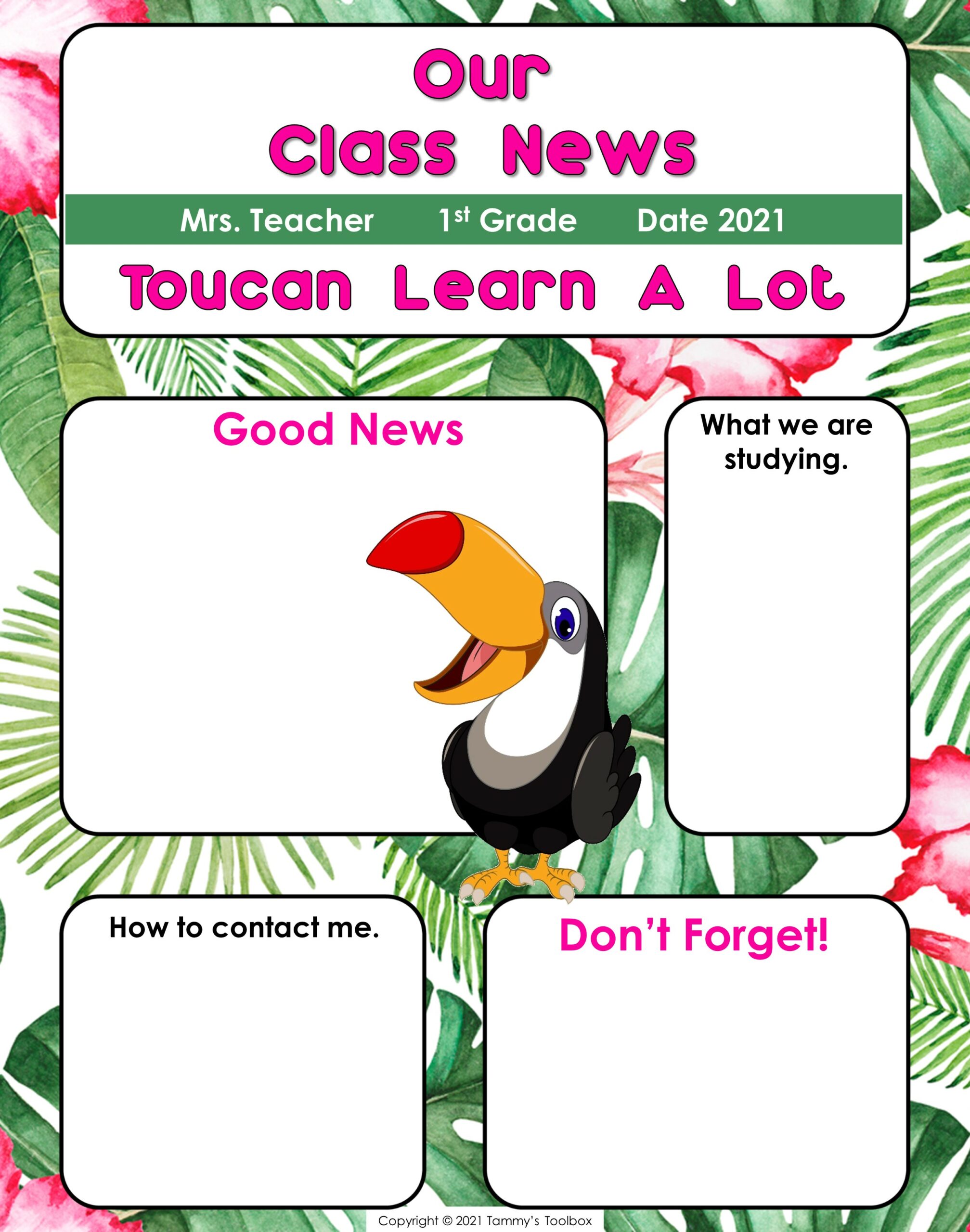 Classroom Newsletters in Tropical Theme - Made By Teachers