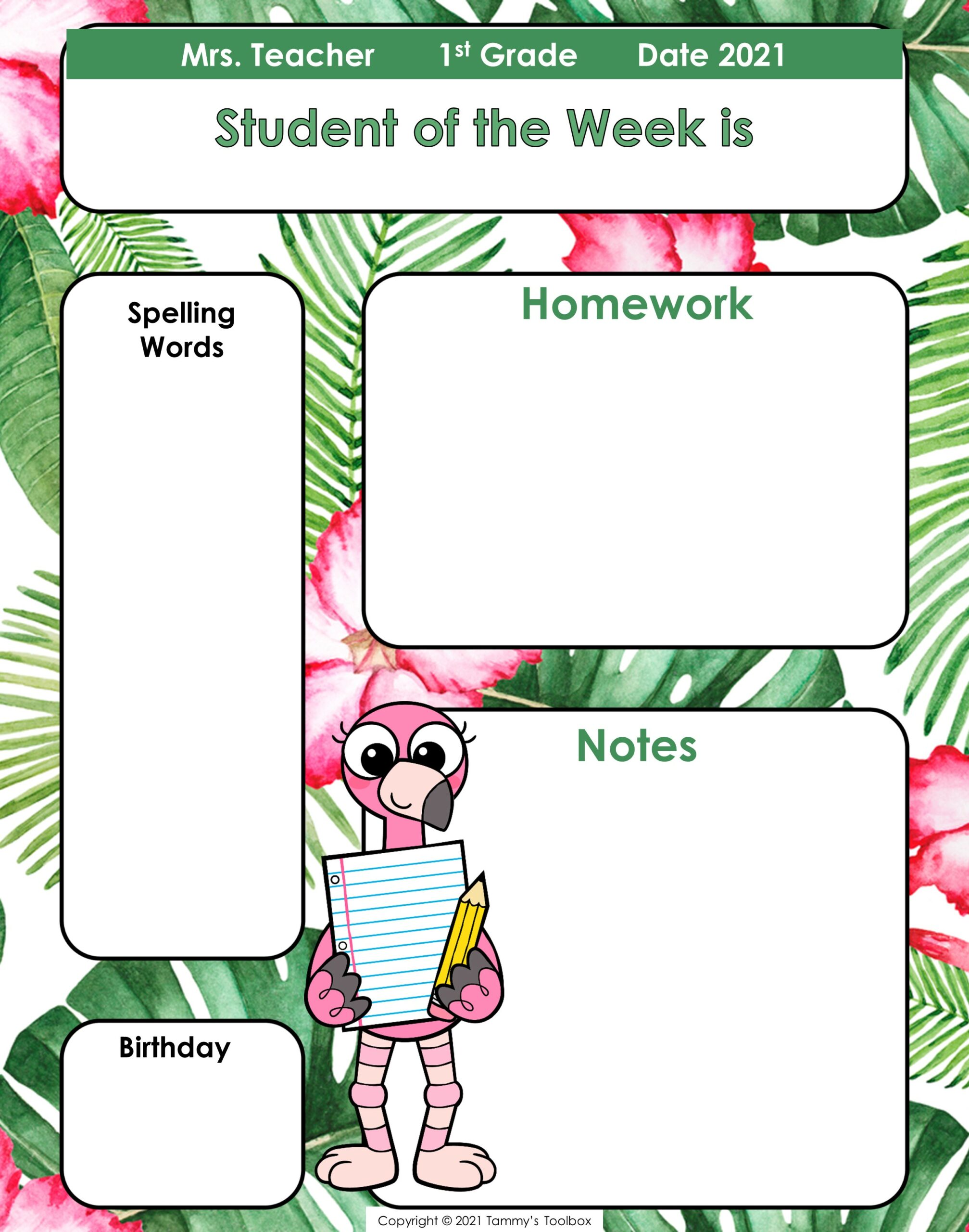 Classroom Newsletters in Tropical Theme - Made By Teachers