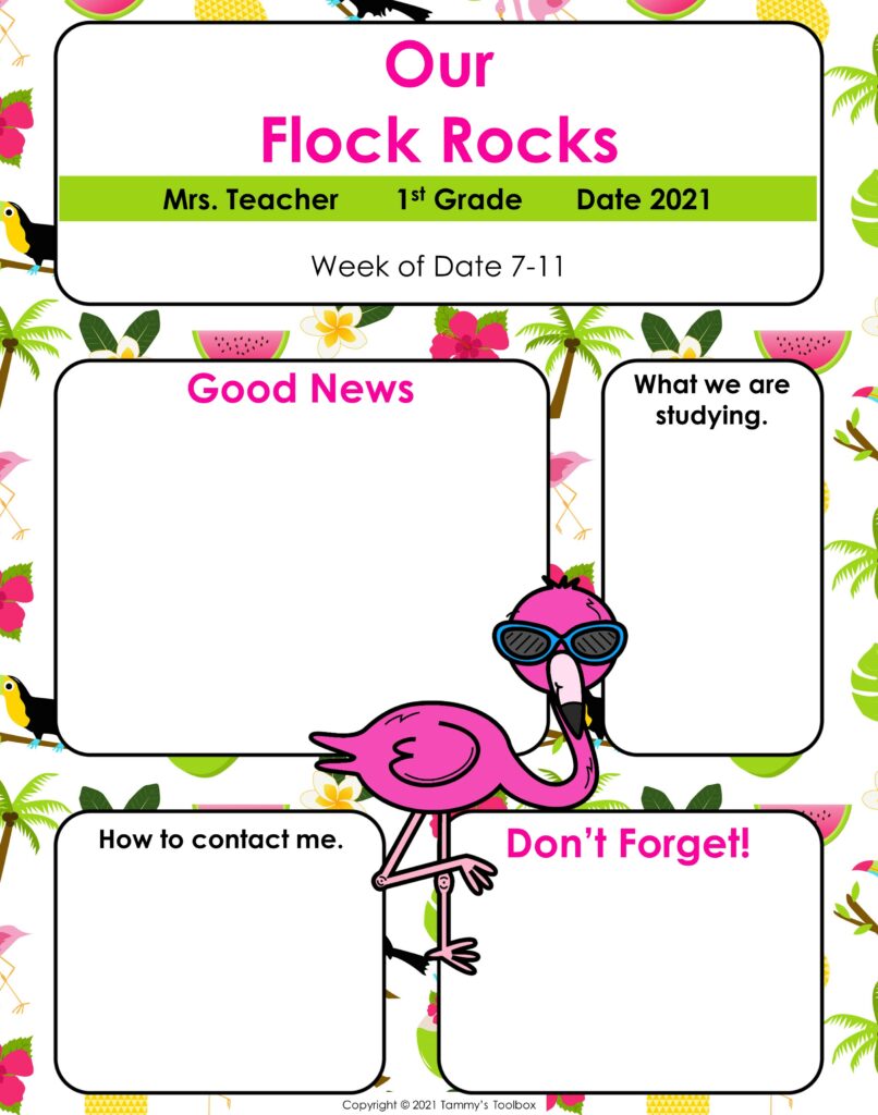 Classroom Newsletters in Tropical Theme - Made By Teachers