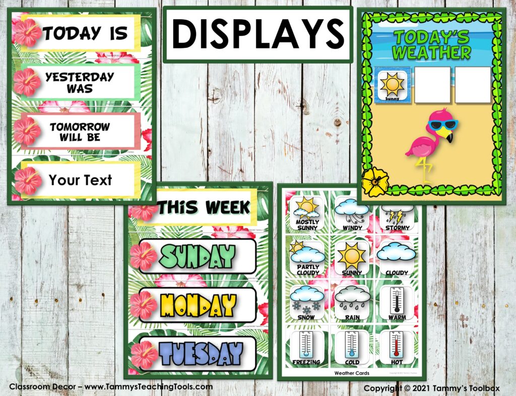 Editable Classroom Calendar Set in Tropical Theme | Made By Teachers