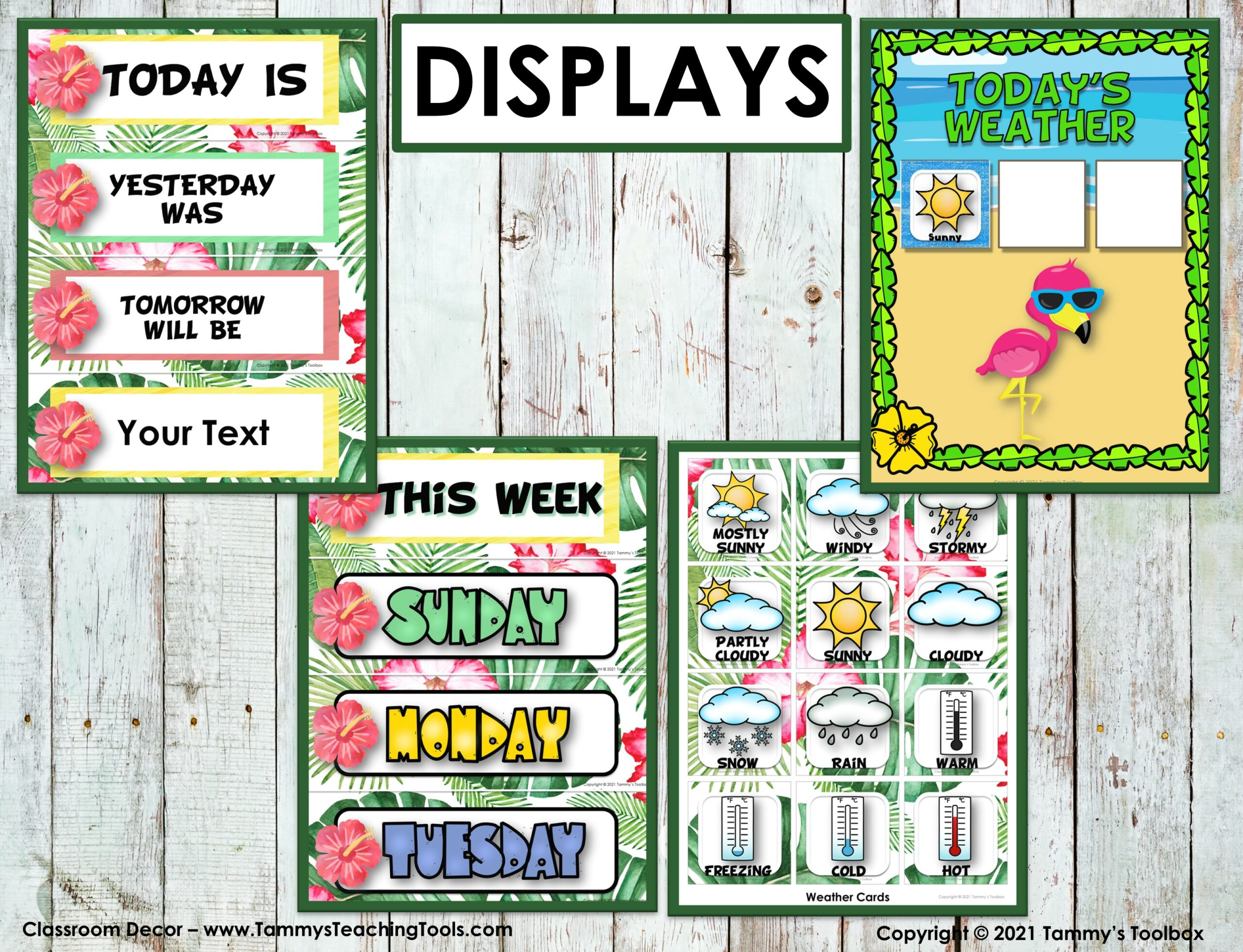 Editable Classroom Calendar Set in Tropical Theme | Made By Teachers