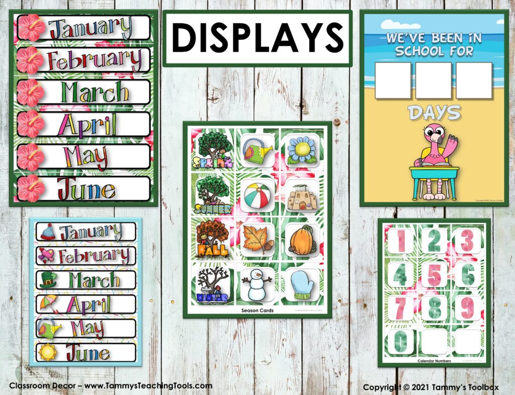 Editable Classroom Calendar Set in Tropical Theme | Made By Teachers