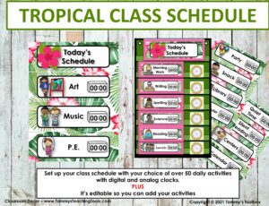 Classroom Schedule and Management Set in Tropical Theme | Made By Teachers