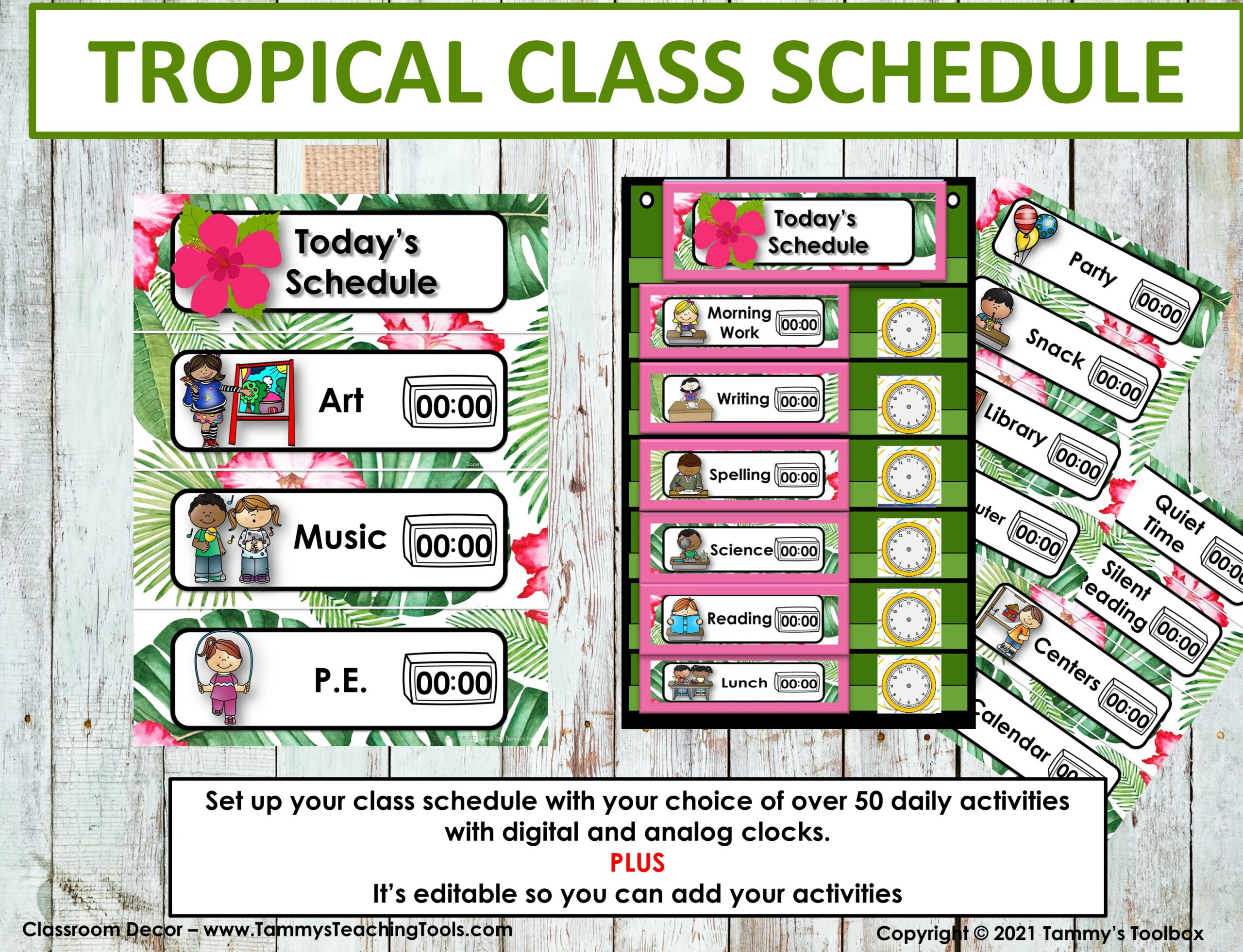 Classroom Schedule and Management Set in Tropical Theme - Made By Teachers