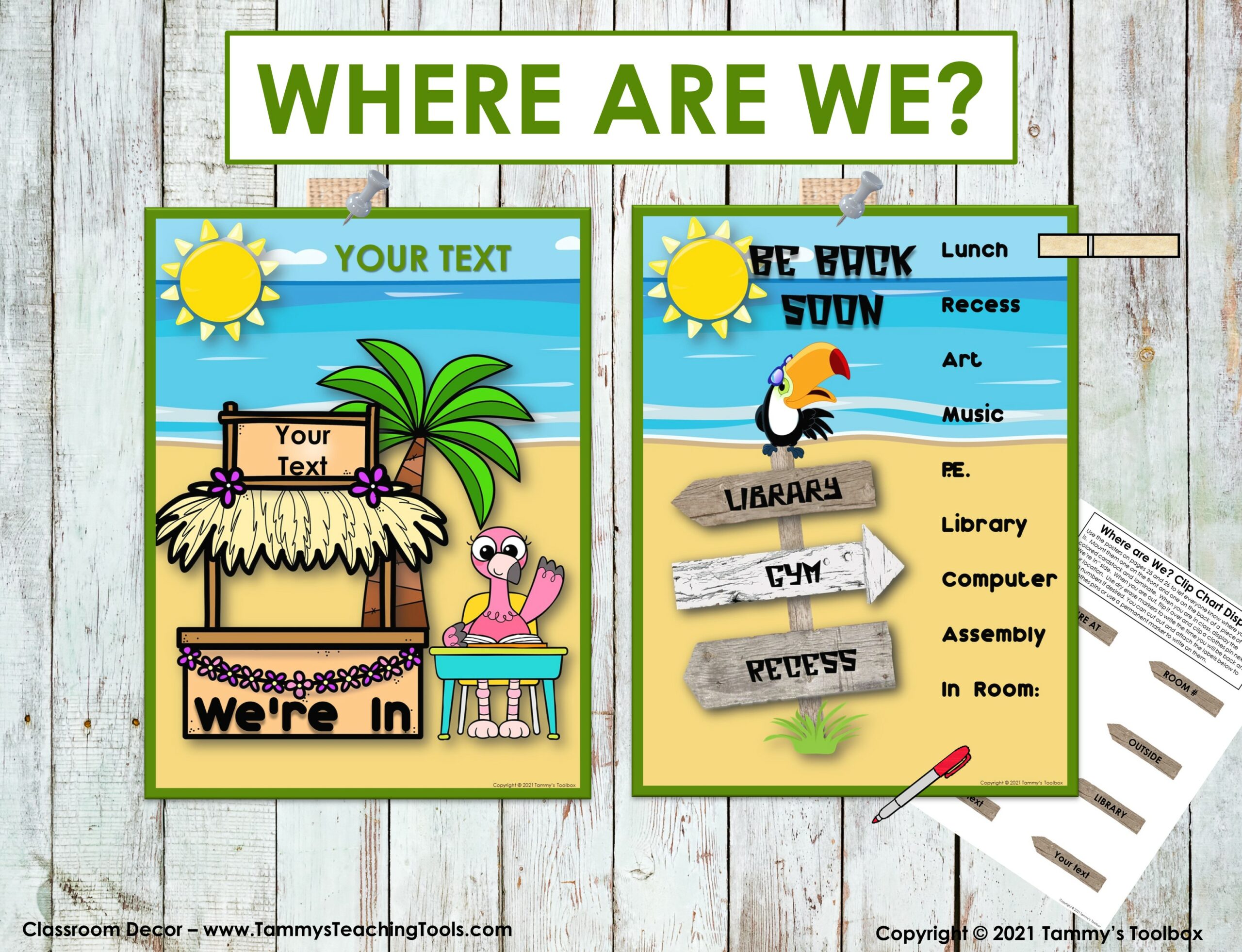 Classroom Schedule and Management Set in Tropical Theme - Made By Teachers