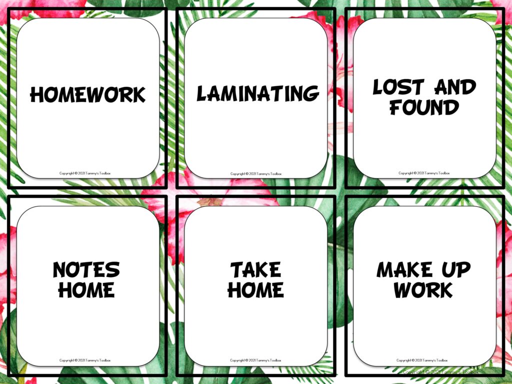 Classroom Supply Labels and Organization Labels in Tropical Theme ...
