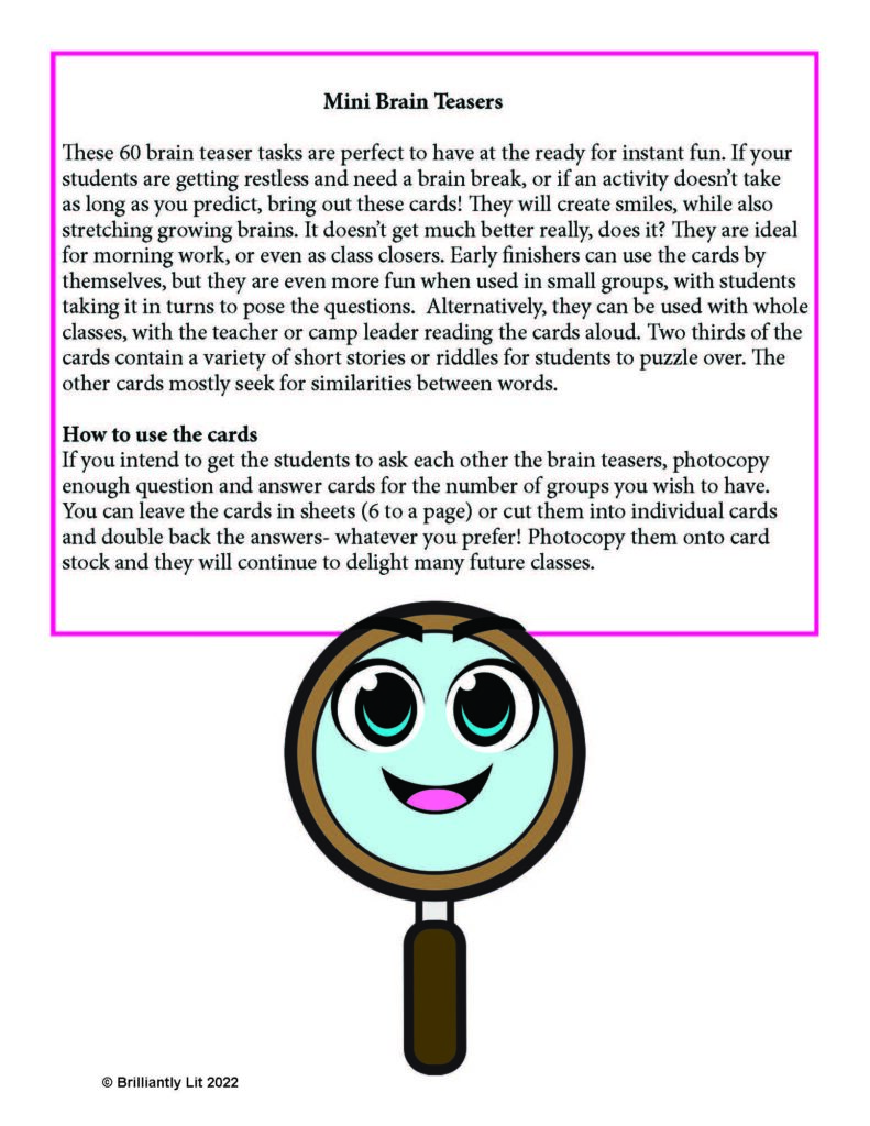 60 ELA BRAIN TEASER MINI MYSTERIES AND LOGIC PUZZLES: Critical Thinking ...