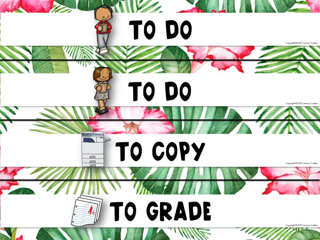 Classroom Supply Labels and Organization Labels in Tropical Theme ...