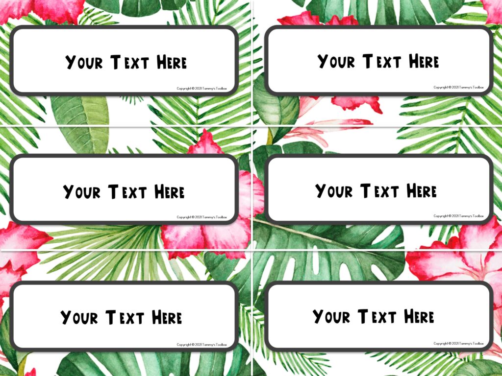 Classroom Supply Labels and Organization Labels in Tropical Theme ...