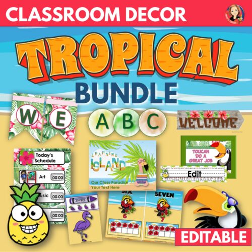 Tropical Classroom Decor Bundle Editable - Made By Teachers