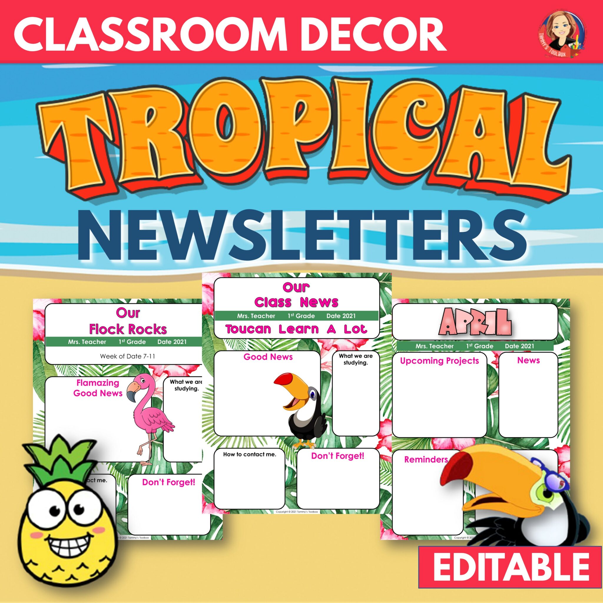 Tropical Classroom Decor Bundle Editable - Made By Teachers