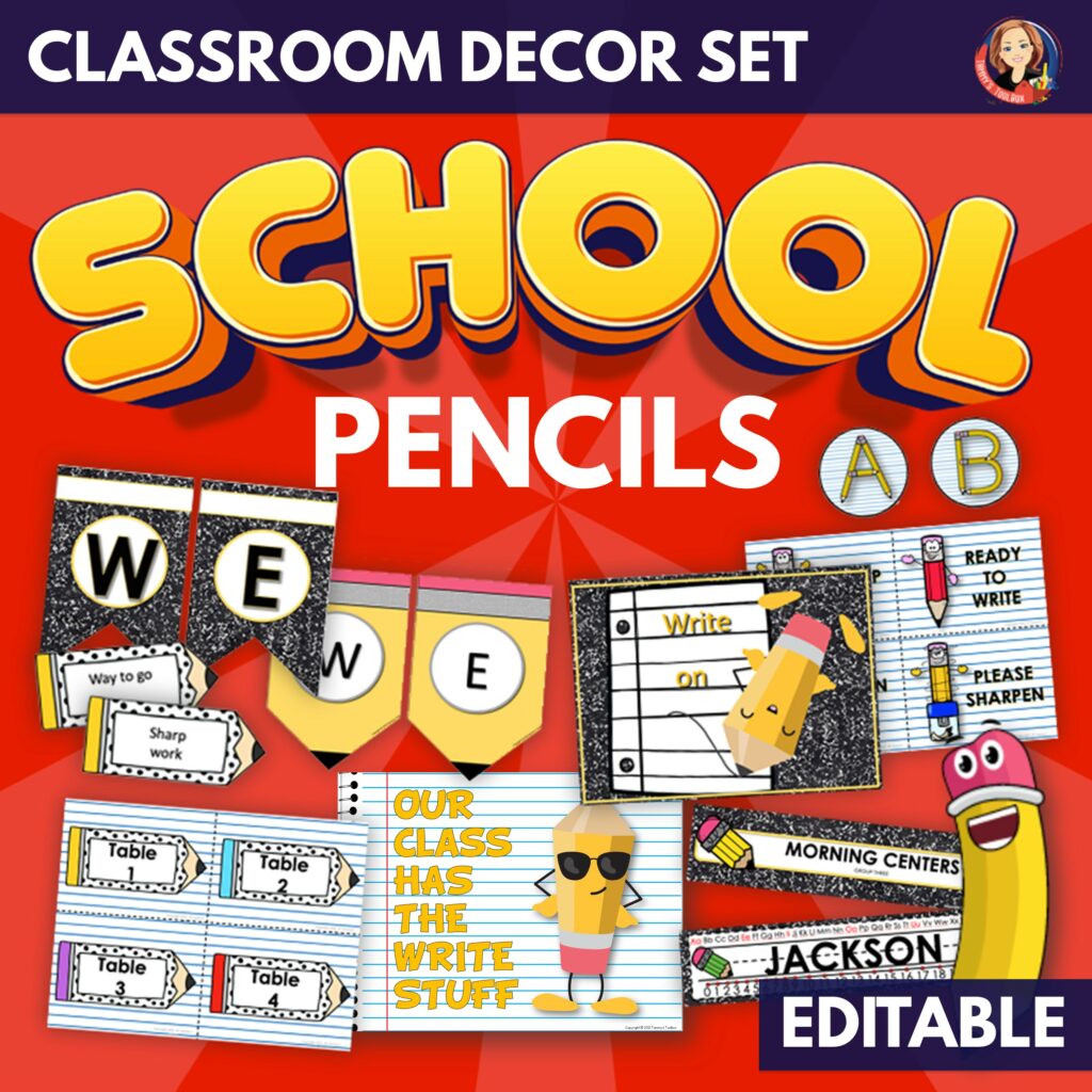 Classroom Decor Set in Pencil Theme - Made By Teachers