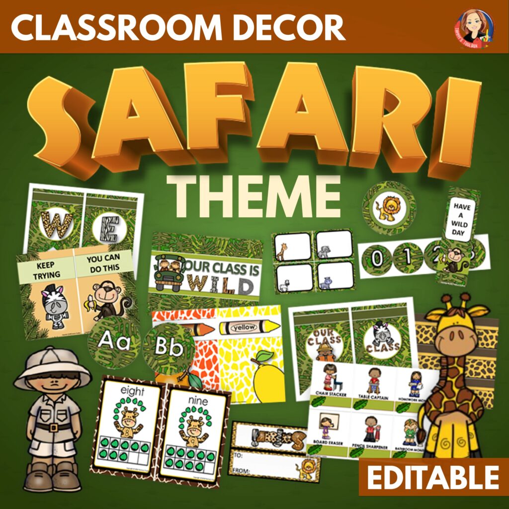 Jungle Safari Theme Classroom Decor Editable | Made By Teachers
