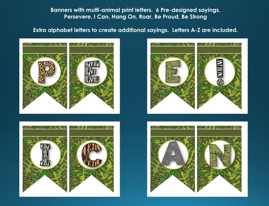 Safari Jungle Theme Classroom Decor Growth Mindset Banners | Made By ...