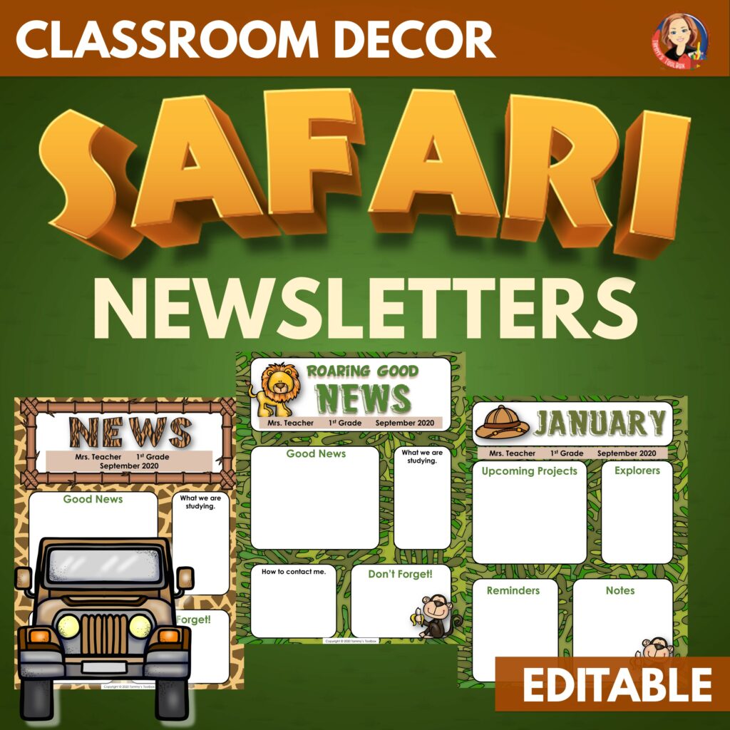 Digital and Printable Classroom Newsletters in Jungle Safari | Made By ...