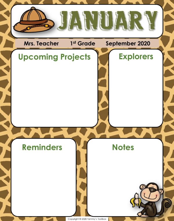 Digital and Printable Classroom Newsletters in Jungle Safari - Made By ...