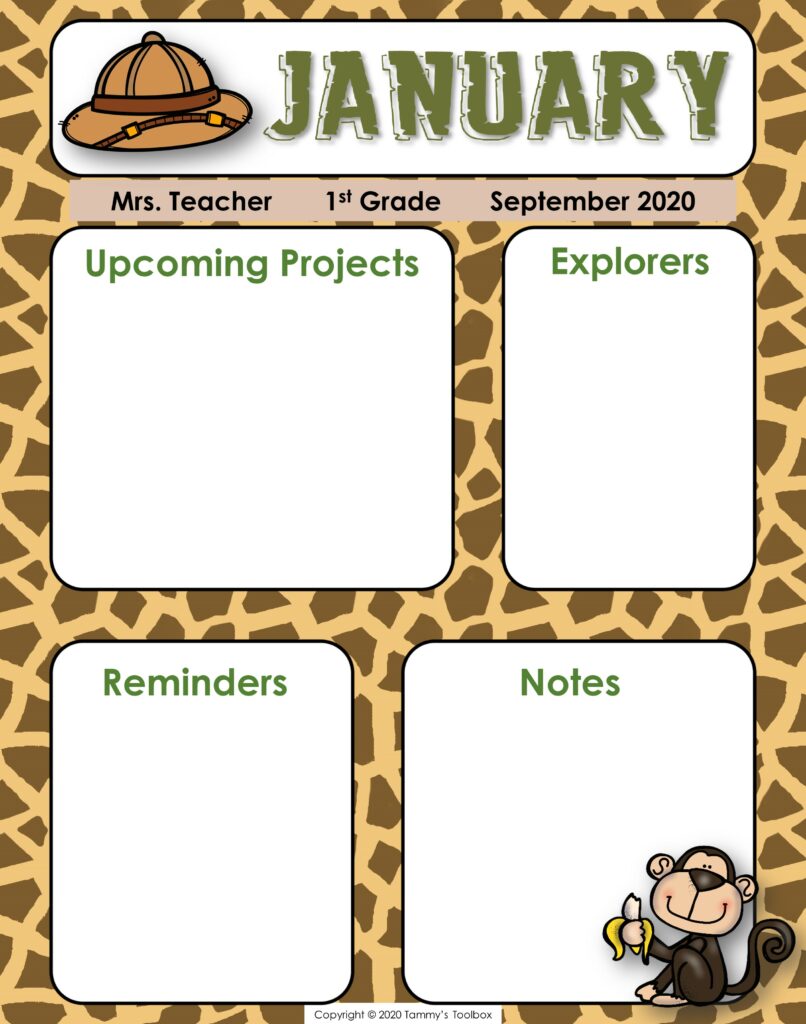 Digital and Printable Classroom Newsletters in Jungle Safari - Made By ...