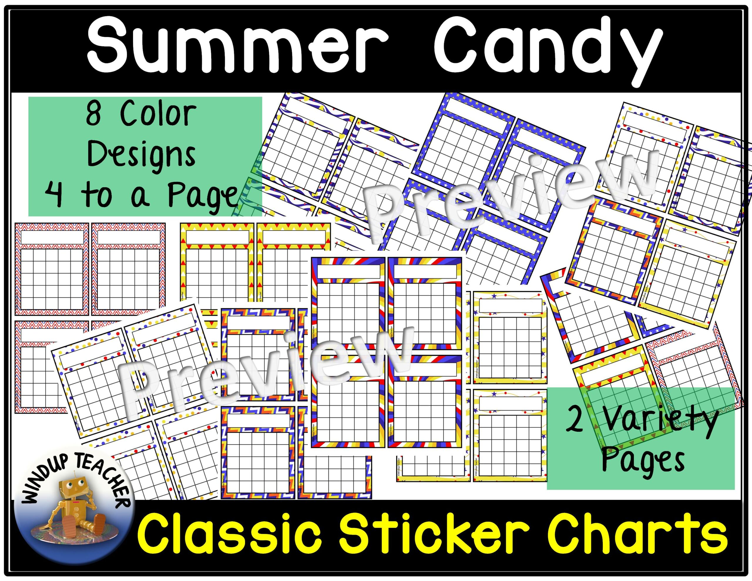 Summer Candy Classic Sticker Charts | Made By Teachers