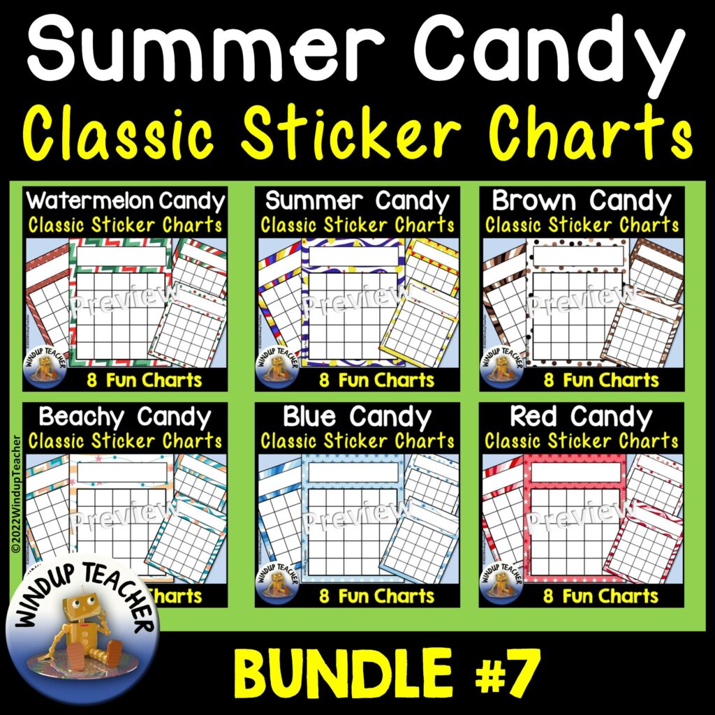 Summer Candy Classic Sticker Chart BUNDLE #7 - Made By Teachers