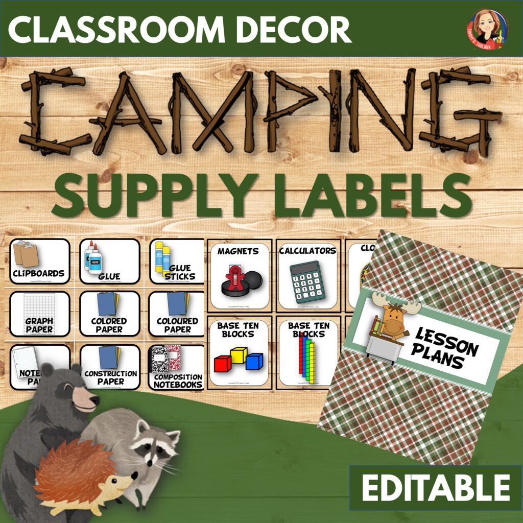 Classroom Supply and Organization Labels Camping - Made By Teachers
