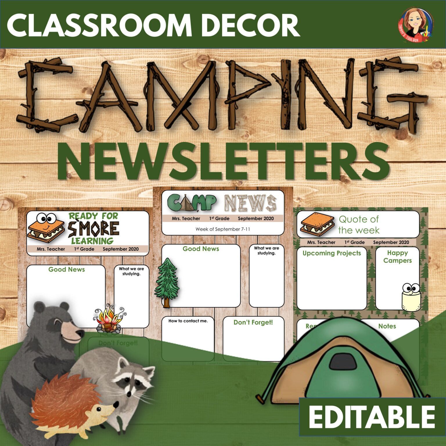 Classroom Newsletter Templates in Camping Theme - Made By Teachers