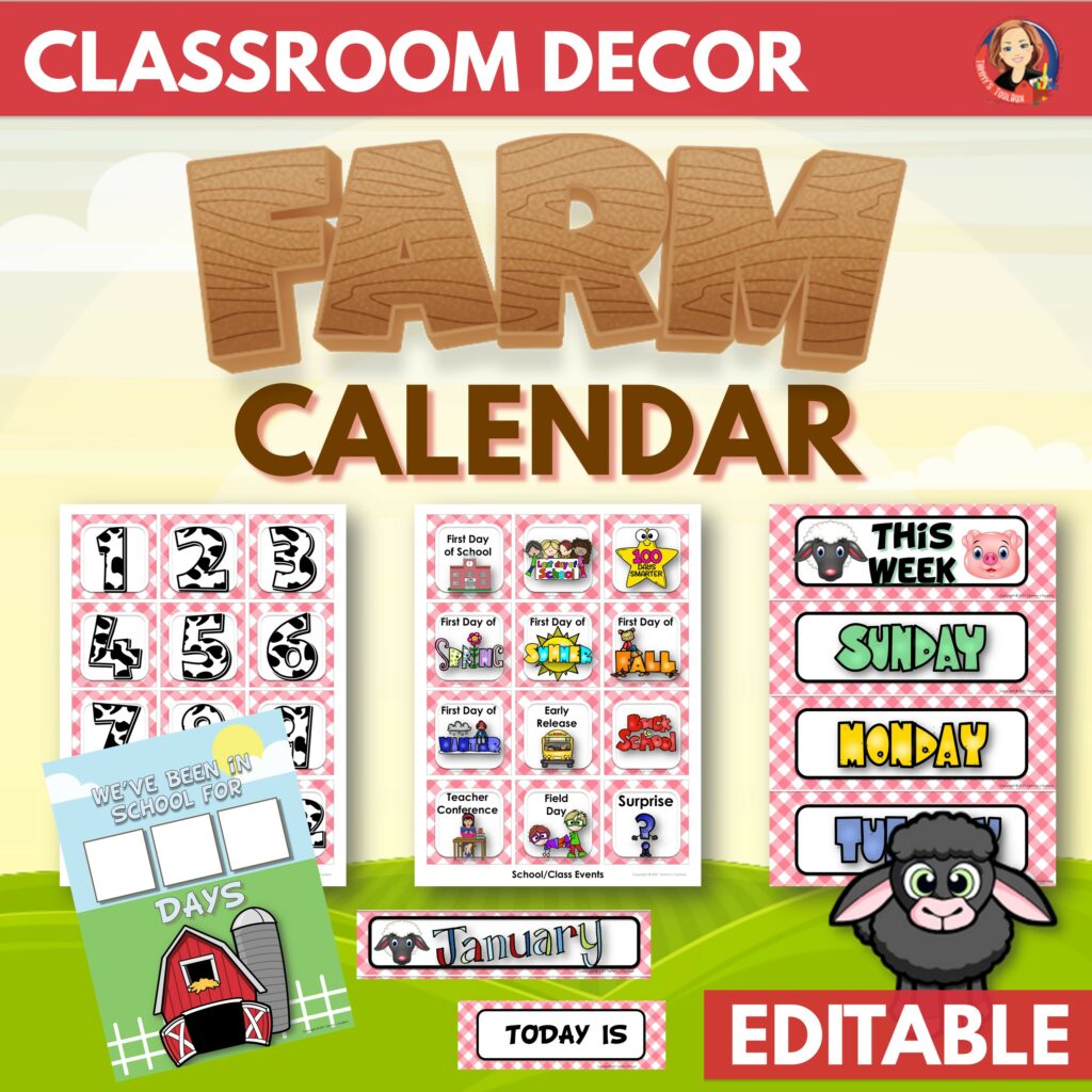 Farm Theme Classroom Calendar Set | Made By Teachers