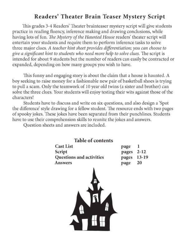 Readers' Theater Scary Mystery Script GRADES 3-4 - Made By Teachers