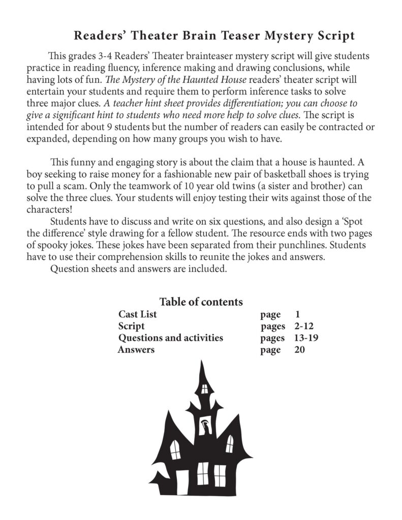 Readers' Theater Scary Mystery Script GRADES 3-4 - Made By Teachers
