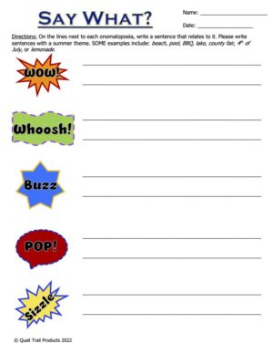 Onomatopoeia Worksheets - Summer Theme - Made By Teachers