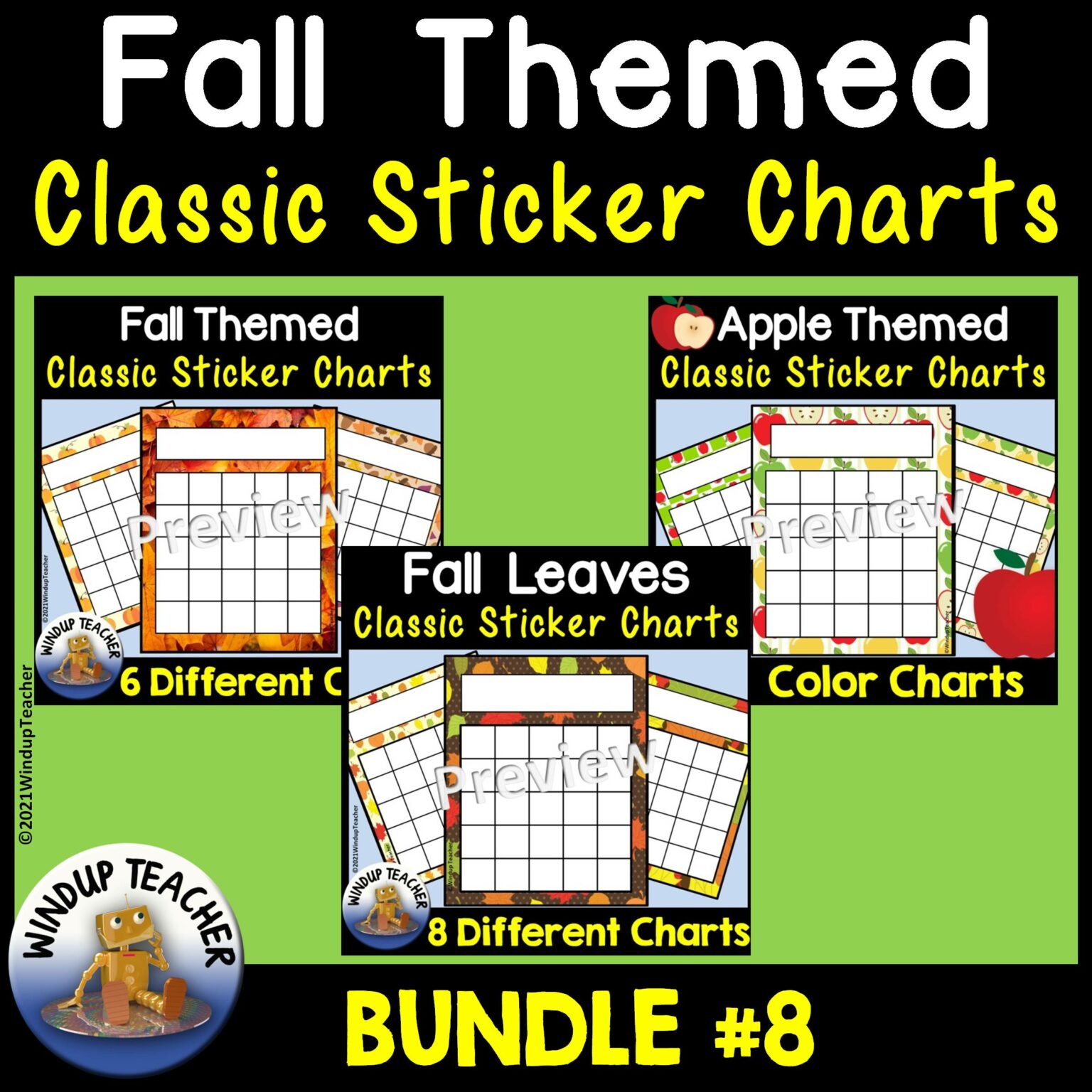 Fall Classic Sticker Chart BUNDLE #8 - Made By Teachers