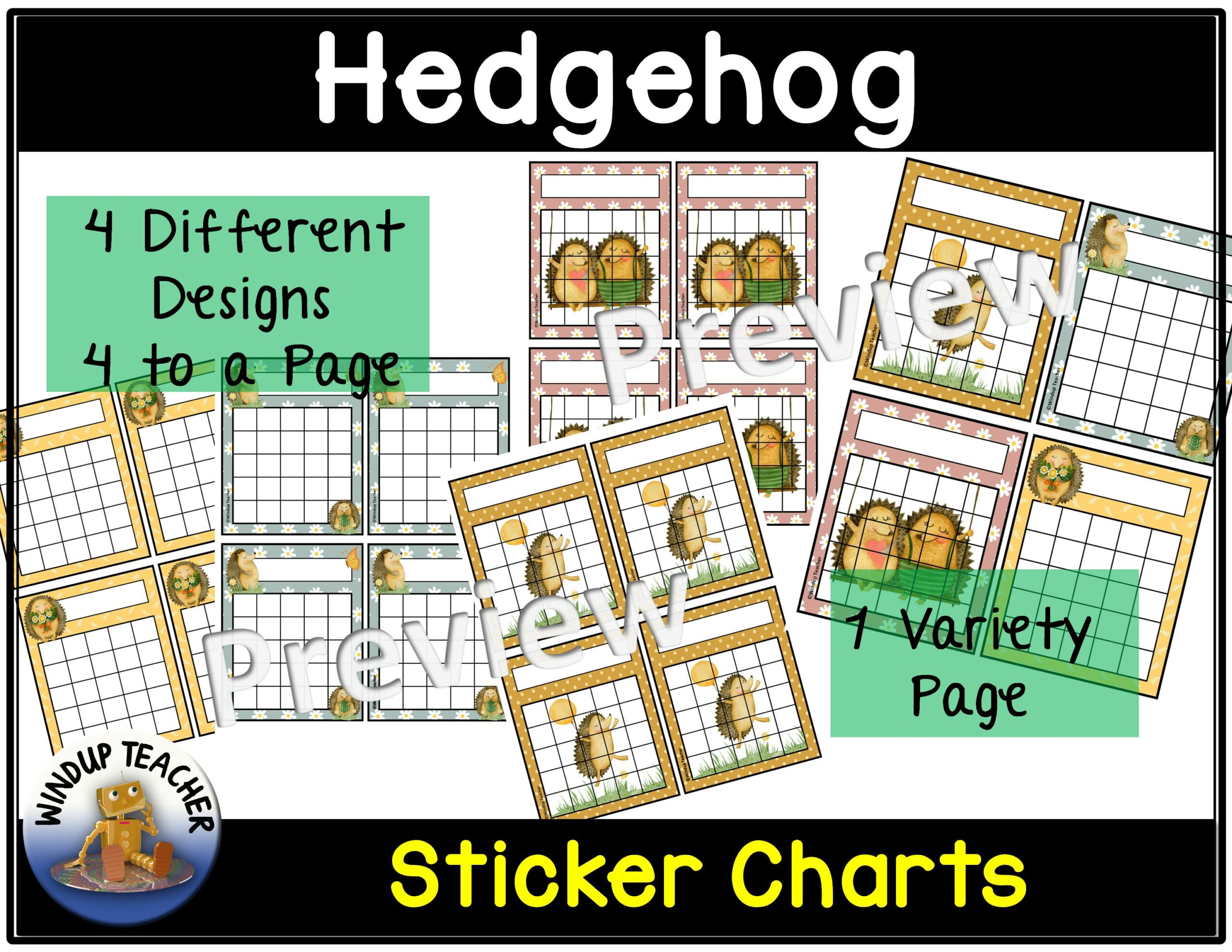 Hedgehog Sticker Charts - Made By Teachers