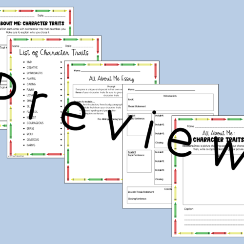 All About Me Character Traits 4 Paragraph Essay | Back to School ...