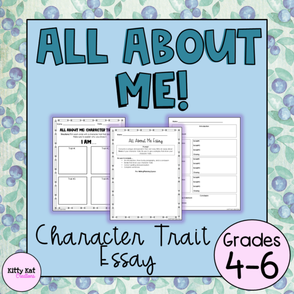All About Me Character Traits 5 Paragraph Essay | Back to School ...