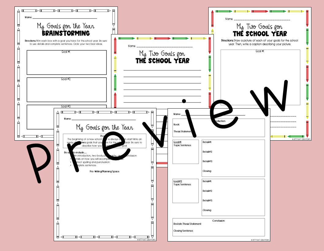 My Two Goals 4 Paragraph Essay Project | Back to School Goal Setting ...