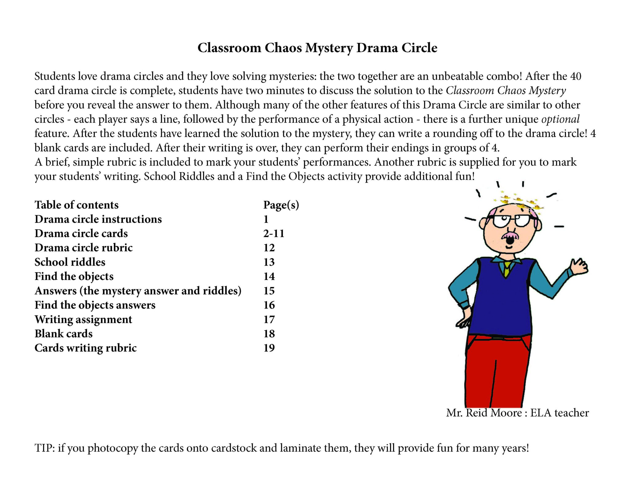 Drama Circle Mystery GRADES 4-7 Activity: "Classroom Chaos!" - Made By ...