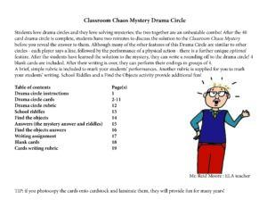 Drama Circle Mystery GRADES 4-7 Activity: "Classroom Chaos!" - Made By ...