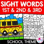 Sight Word Worksheets | Back to School Color by Sight Words Grades 1-3 ...