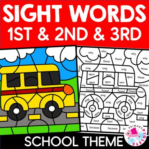 Sight Word Worksheets | Back to School Color by Sight Words Grades 1-3 ...