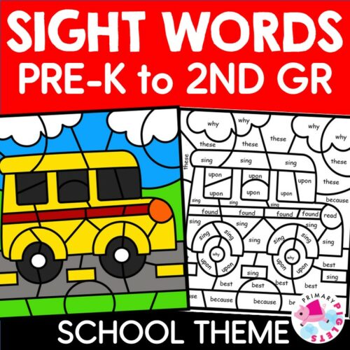 Color by Sight Words Back to School Bundle | Dolch Sight Words PreK-2nd ...