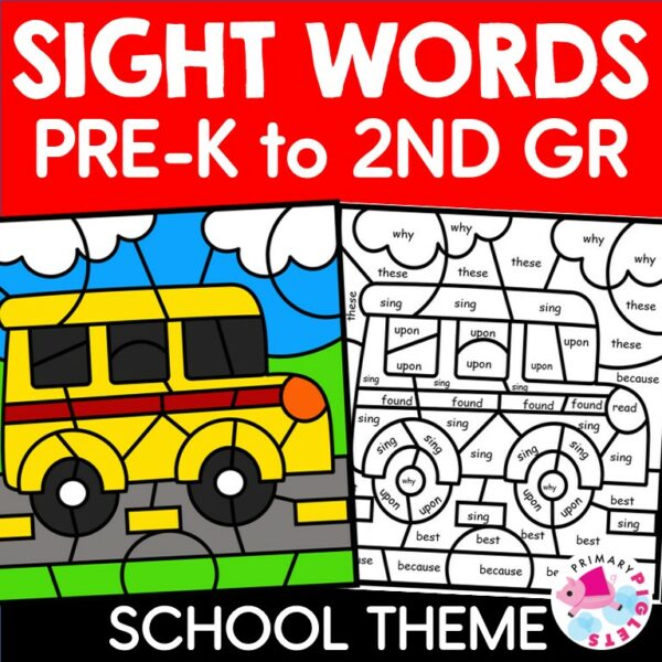 Color by Sight Words Back to School Bundle | Dolch Sight Words PreK-2nd ...