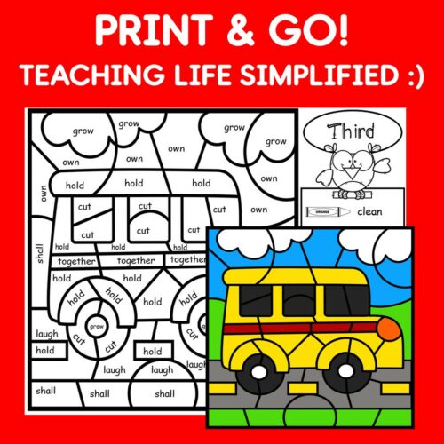 BACK TO SCHOOL COLOR BY SIGHT WORDS PK-3RD DOLCH BUNDLE - Made By Teachers